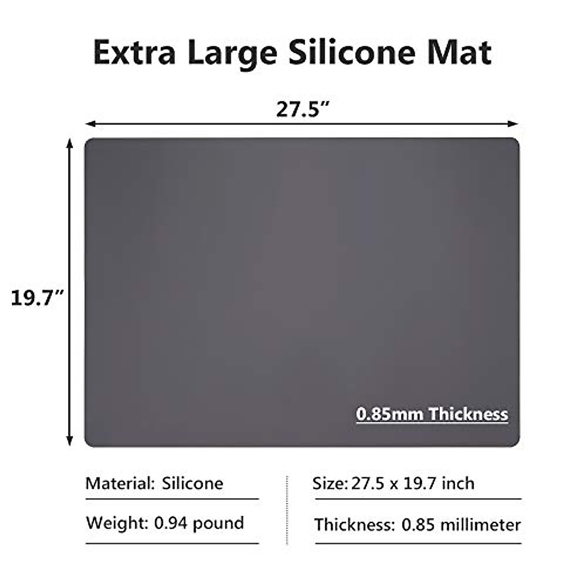Gartful Extra Large Silicone Mats for Countertop, 28" by 20" Multipurpose Mat, Counter Table Protector, Desk Saver Pad, Placemat Nonstick Nonskid Heat-Resistant Pad, Dark Gray, 2PCS