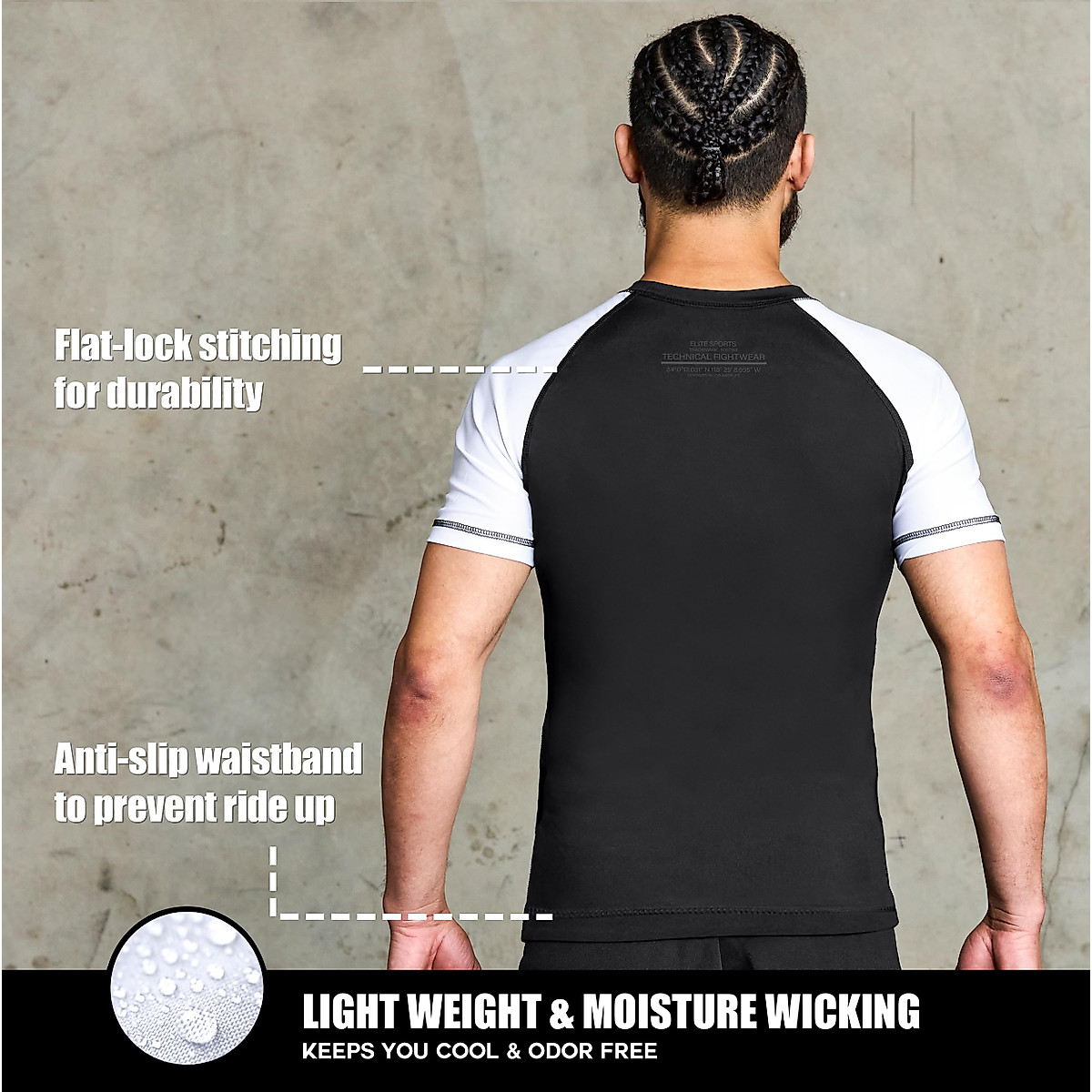 Jiu Jitsu BJJ Rash Guards, Men’s BJJ, No GI, MMA Ranked Short Sleeve Compression Base Layer Rash Guard (White, X-Large)