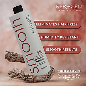 KERAGEN - Brazilian Smoothing Keratin Hair Treatment, Blowout Straightening System for Dry and Damaged Hair - Forte, Sulfate Free - Eliminates Curls and Frizz, Medium to Coarse Hair (16 Oz)