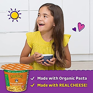 Annie's Real Aged Cheddar Microwavable Mac and Cheese with Organic Pasta Cup, 2.01 oz (Pack of 12)