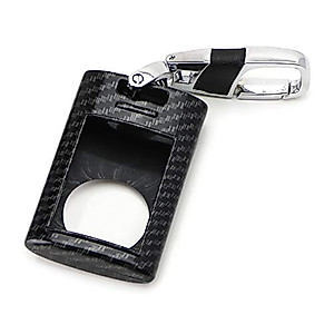 iJDMTOY Glossy Black Carbon Fiber Finish Exact Fit Key Fob Shell Cover w/Keychain Compatible with Cadillac ATS CTS DTS XTS SRX STS Escalade or Chevrolet C7 Corvette, etc