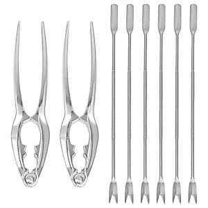 BESTonZON Home Tool Set 16pcs/ set Home for Artifact Nut Lobster Picks Tool Forks Scissors Steel Peeling Restaurant Gadgets To Needle Shellers Eat Plier Kitchen Opener Hairy Crabs and Lobster Crackers