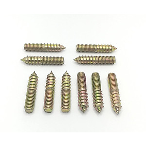 Haozheng Hanger Bolt M8x40 Double Headed Bolt Self-Tapping Screw for Furniture 20Pcs Bronze