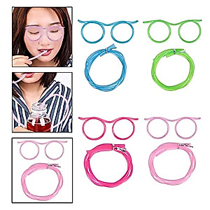 8PCS Silly Straw Glasses, Reusable Fun Loop Drinking Straw Eye Glasses, Novelty Eyeglasses Straw for Party Annual Meeting Parties Birthday (8 Colors)