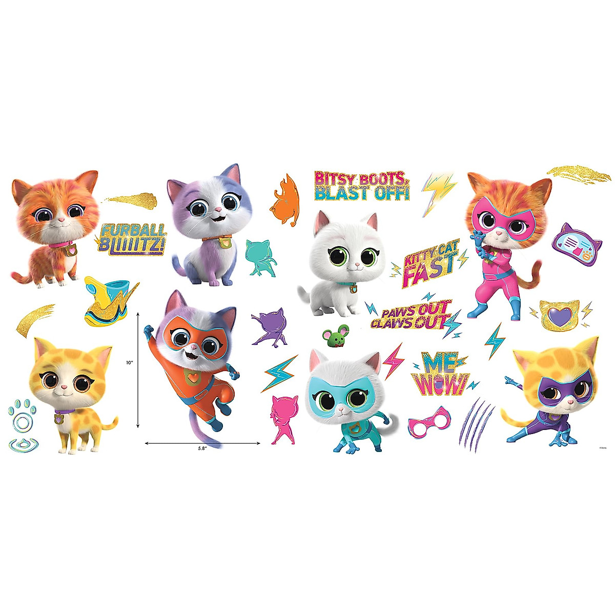 Disney Jr SuperKitties Peel and Stick Wall Decals by RoomMates, RMK5541SCS
