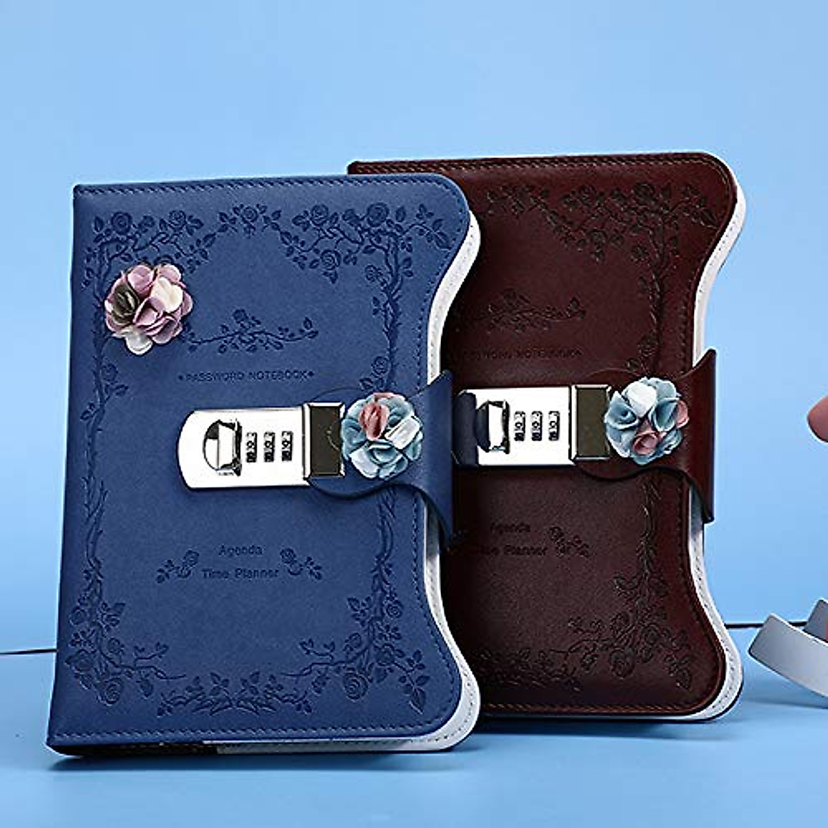 ADELA BOUTIQUE PU Leather Journal Digital Password Notebook Combination Lock Diary