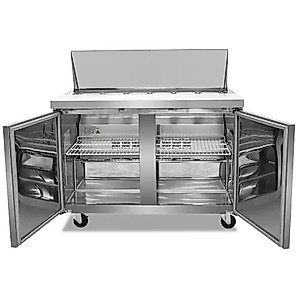 FSE 47-Inch Two-Door Refrigerated Commercial Salad/Sandwich Prep Table, 12 Cubic Feet, Stainless Steel, 115 v, (MRSL-2D)