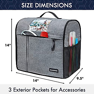 Stand Mixer Cover for Kitchenaid, Kitchen Aid Mixer Covers for 4.5, 5 Quart Tilt Head, Stylish Mixer Cover with Extra Pocket for Accessories, Grey