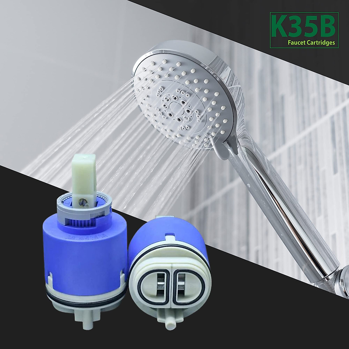 Kerox PBS 40 Faucet Cartridge - Replacement Shower Valve Cartridge, Parts For Bathtub, Bathroom Faucet Repair, Tub Shower Cartridges W/Water Pressure Balancing, Single-Lever Type - 40mm Diameter