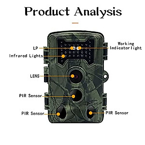 Shanrya 1080P Trail Camera Hunting Camera 2.4in 1.3MP CMOS for Travel
