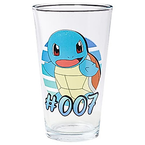 Silver Buffalo Pokemon Original Starters Charmander, Squirtle, Bulbasaur, and Pikachu 4pc. Pint Glass Set, 16 Ounces