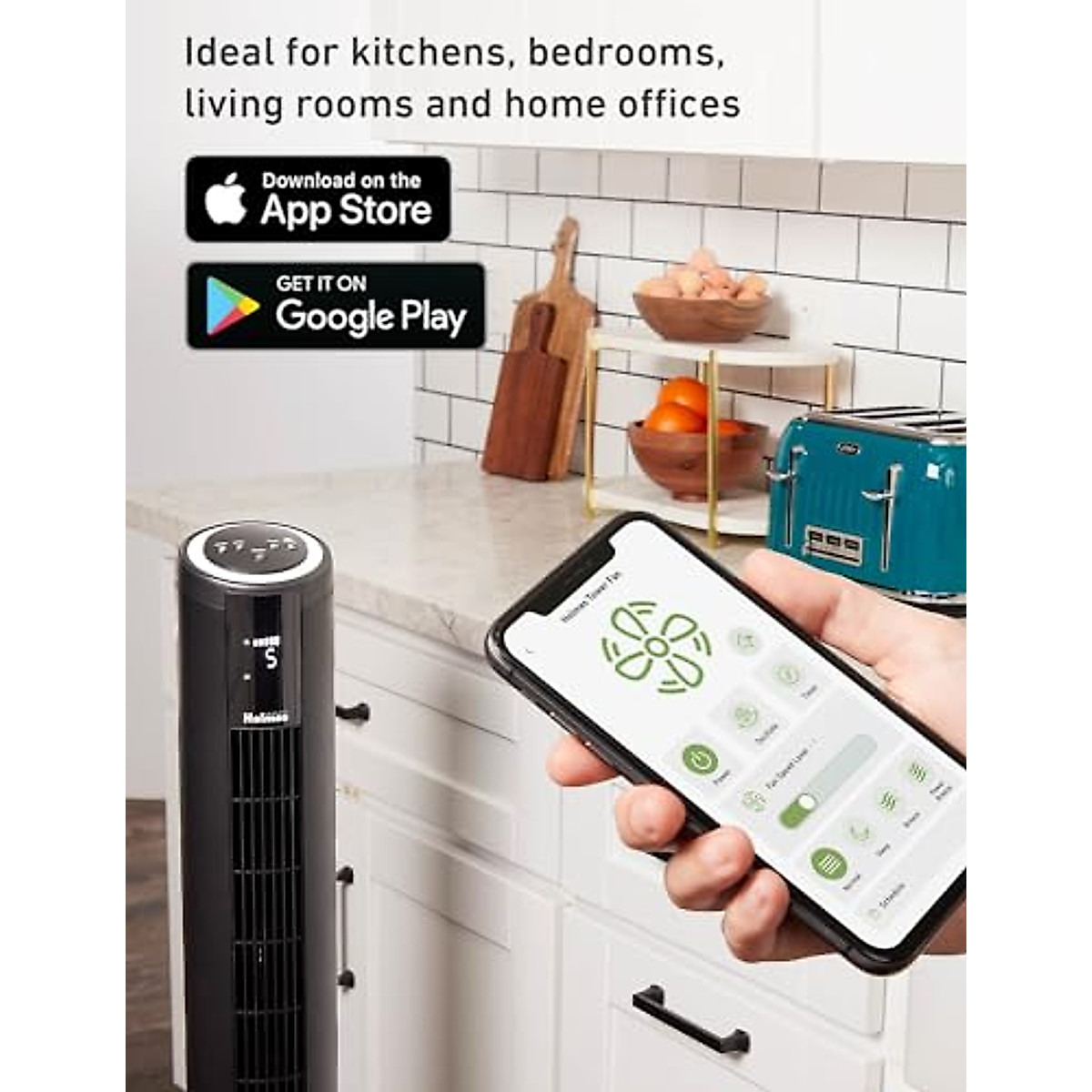 HOLMES 42" SmartConnect WI-FI Digital Tower Fan, ClearRead Display, Alexa Voice Control, 90° Oscillation, 5 Speeds, 4 Modes, 8-Hour Timer, Home, Bedroom or Office, Remote Control, Matte Black