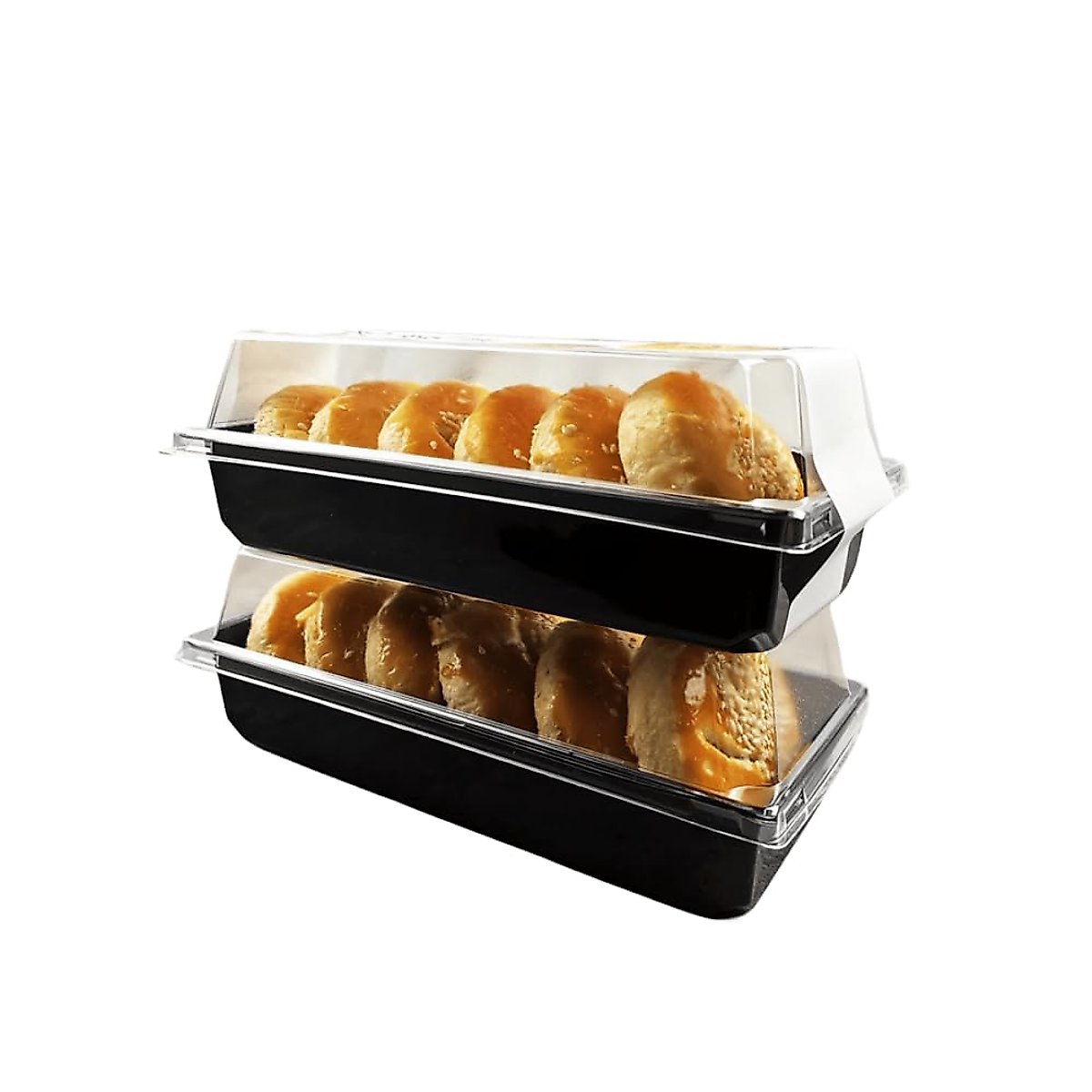 XIZHI 50Pcs Reusable Sandwich Box with Clear Lids Sandwich Plastic Container Sushi Container Box Swiss Roll Container for Cakes Cookies Pastries Dessert Fruits salad Display,7.5"x3.3"x2.3"