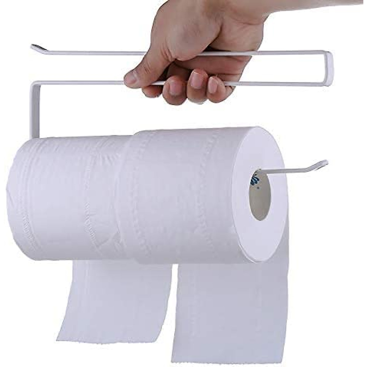 Mihao 2 Packs Kitchen Cabinet Cupboard Under Shelf Storage Paper Towel Roll Holder Dispenser Napkins Rack, White