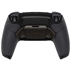 eXtremeRate Black Real Metal Buttons (RMB) Ver. RISE Remap Kit for PS5 Controller BDM-030 040 050 with Black Rubberized Grip Back Shell, Upgraded Programable Back Buttons Attachment for PS5 Controller