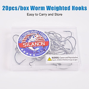 Weighted Worm Fishing Hooks,20pcs Offset Wide Gap Worm Hooks Weighted Bass Swimbait Hooks for Soft Plastics Weedless Jig Head Hooks Freshwater Saltwater