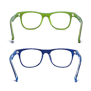 Outray 2 Pack Kids Computer Blue Light Blocking Glasses for Boys and Gilrs Age 3-12 Anti Eyestrain (Set Green+Blue, 46)