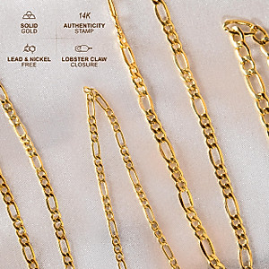 PORI JEWELERS 14K Yellow Gold 2.5mm, 3.5mm, 4.5mm, or 5.5mm Figaro Link Chain Necklace- Made in Italy- Multiple Lengths Available (4.5MM, 24 Inch)