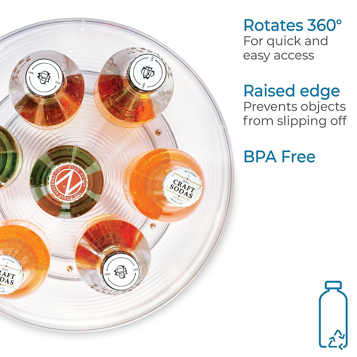 iDesign Linus Turntable Kitchen, Organization for Pantry, Countertop, Shelf, Table, Vanity, Bathroom, 11" Inch, Clear