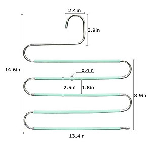 Myfolrena Hangers for Pants, Updated S Shaped Hanger Non Slip Clothes Hanger Space Saving for Jeans Trousers Slacks Leggings(Teal-4 Pack)