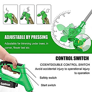 TRUNYAQI String Trimmer Cordless Grass Trimmer Electric Edger Battery Powered Lawn Mower Weed Brush Cutter Kit for Garden, Lawn, Trimming (Green)