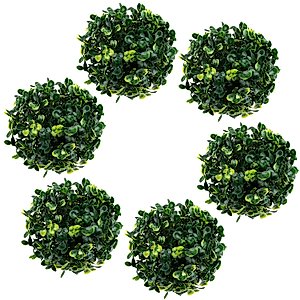 Azure Zone, Pack of 6 4" Artificial Boxwood Topiary Green Plant Balls Decorative Greenery Filler for Garden Home