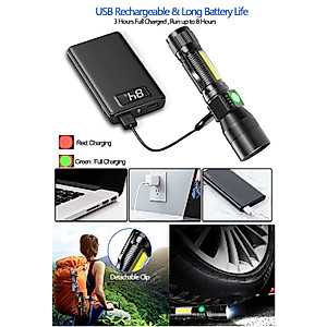 Black Light UV Flashlight Rechargeable, 3in1 Super Bright Tactical Flashlights LED UV Black Light &Redlight, 2000Lumen 7Modes, Zoomable, Waterproof Pocket Flashlight for Pet Stains Detection,Camping