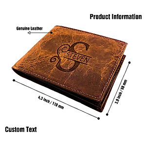 Personalized Leather Wallet for Men, Anniversary Gifts for Husband, Personalized Birthday Gifts for Dad, Boyfriend, Son, Fiance, Fathers Day Gifts, Custom Wallets for Men, Leather Men Wallet