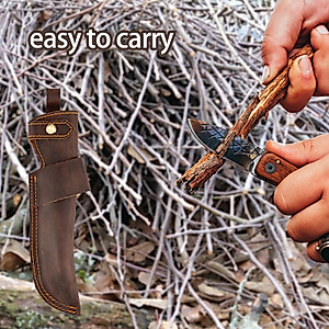 ANEETAFAN Leather Knife Sheath for Belt : Horizontal Knife Holster for Blade Knife,Compact Draw Knife Holster,Sheath for Fixed Blade Knife & Carry Out EDC Belt Organizer for Men Women