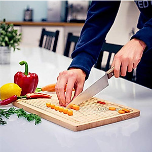 getDigital High Precision Cutting Board for the obsessive Cook - A nerdy Kitchen Gadget Chopping Block with Measurements & Angles - 100% Natural Beech-Wood, 12.2 x 9.84 Inch