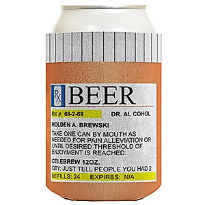 Funny Can Coolie Prescription Rx Pill Bottle Coolie 2 Pack Can Drink Cooler Coolie Multi