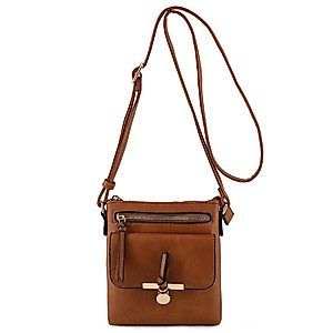 V+BENIE Gold Button Small Crossbody Bag, Brown