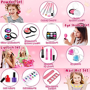 GIFTINBOX Kids Makeup kit for Girls, 25 PCS Real Makeup Set, Washable Makeup Set Toy with Cosmetic Case, Non-Toxic Little Girls Makeup Kit, Pretend Makeup for Toddler Kid Girls 5 6 7 8 9 10 Year Old…