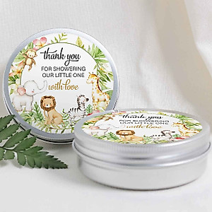 1.9 Inch Thank You Stickers Baby Shower Party Favors Safari Animals 60 Labels