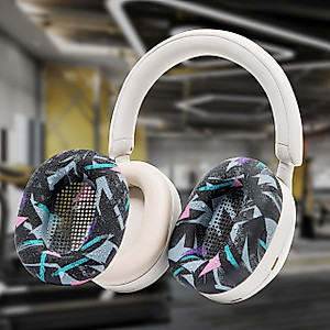 WC SweatZ XM5 - Protective Headphone Ear Covers for Sony WH1000XM5 by WC | Only Compatible with Sony XM5 Over Ear Headphones | Sweatproof & Easily Washable | 90's Black