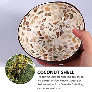 YARNOW Home Decor Bowl Set 2pcs Coconuts Bowl Natural Shell Decorative Bowl Food Serving Bowls Candy Container Nuts Holder for Summer Beach Pool Party Supplies Wooden Bowls Wooden Bowls