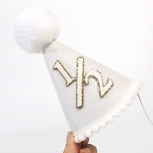 Boho Half Birthday Conical Cap - Natural 6 Month Celebration Hat with Milky White Color for Birthday Celebration