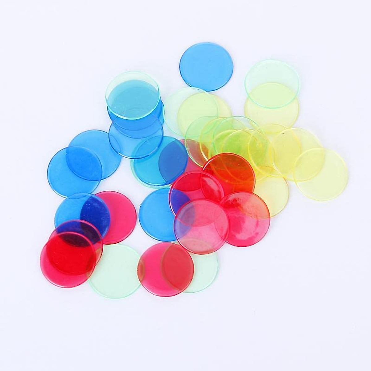 Tiuimk Set of 100 Reusable Plastic Bingo Chips in 4 Colors - 2cm Diameter for Bingo Cards