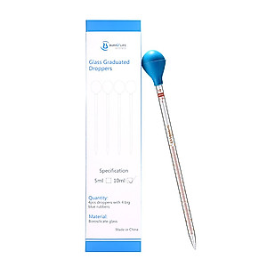 Thick Glass Graduated Dropper Pipettes with Caps Set of 5(1ml 2ml 3ml 5ml 10ml)