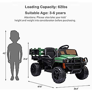 SEGMART 12V Electric Cars for Kids, Official Licensed Toyota Tacoma Ride on Car, Remote Control Truck Kids Car for Boys & Girls, Battery Powered Kids' Electric Vehicles with MP3/FM, LED Lights (dark green)