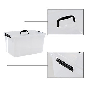 CadineUS 4-pack 18 Liter Clear Plastic Storage Box, Latch Storage Bins with Lids