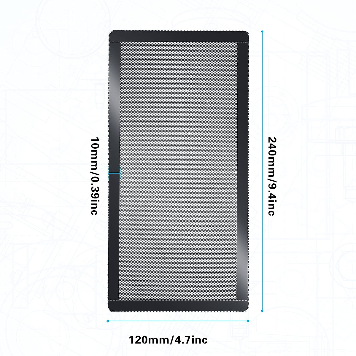 4 Pieces 240 x 120 mm Magnetic Frame PC Cooler Filter, PC Fan Dust Filter Magnetic Frame, Dustproof PVC Cover Computer Fan Grills, Dust Filter for Computer Cooler Fan (Black)