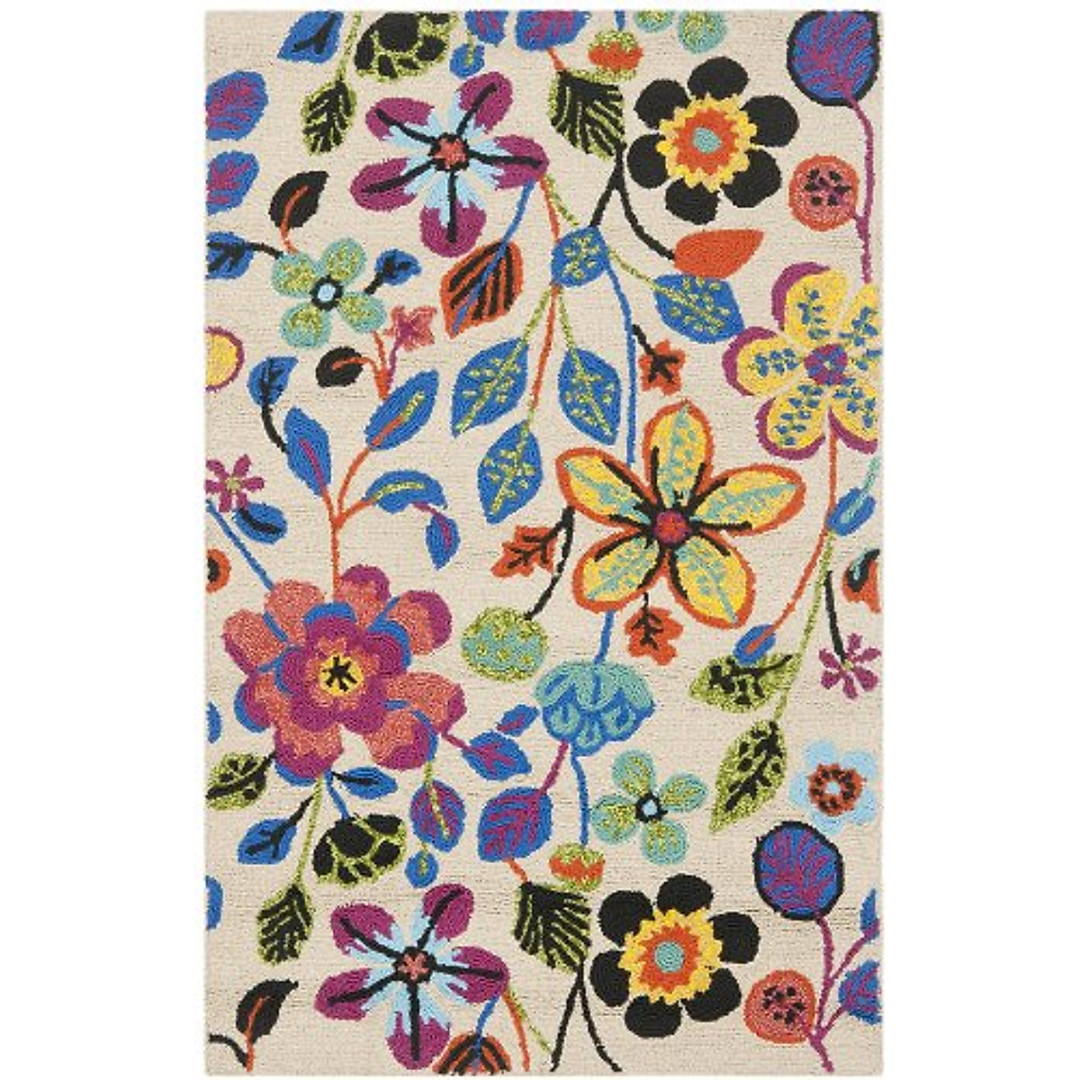 SAFAVIEH Four Seasons Collection 2'6" x 4' Ivory/Multi FRS427A Hand-Hooked Floral Accent Rug