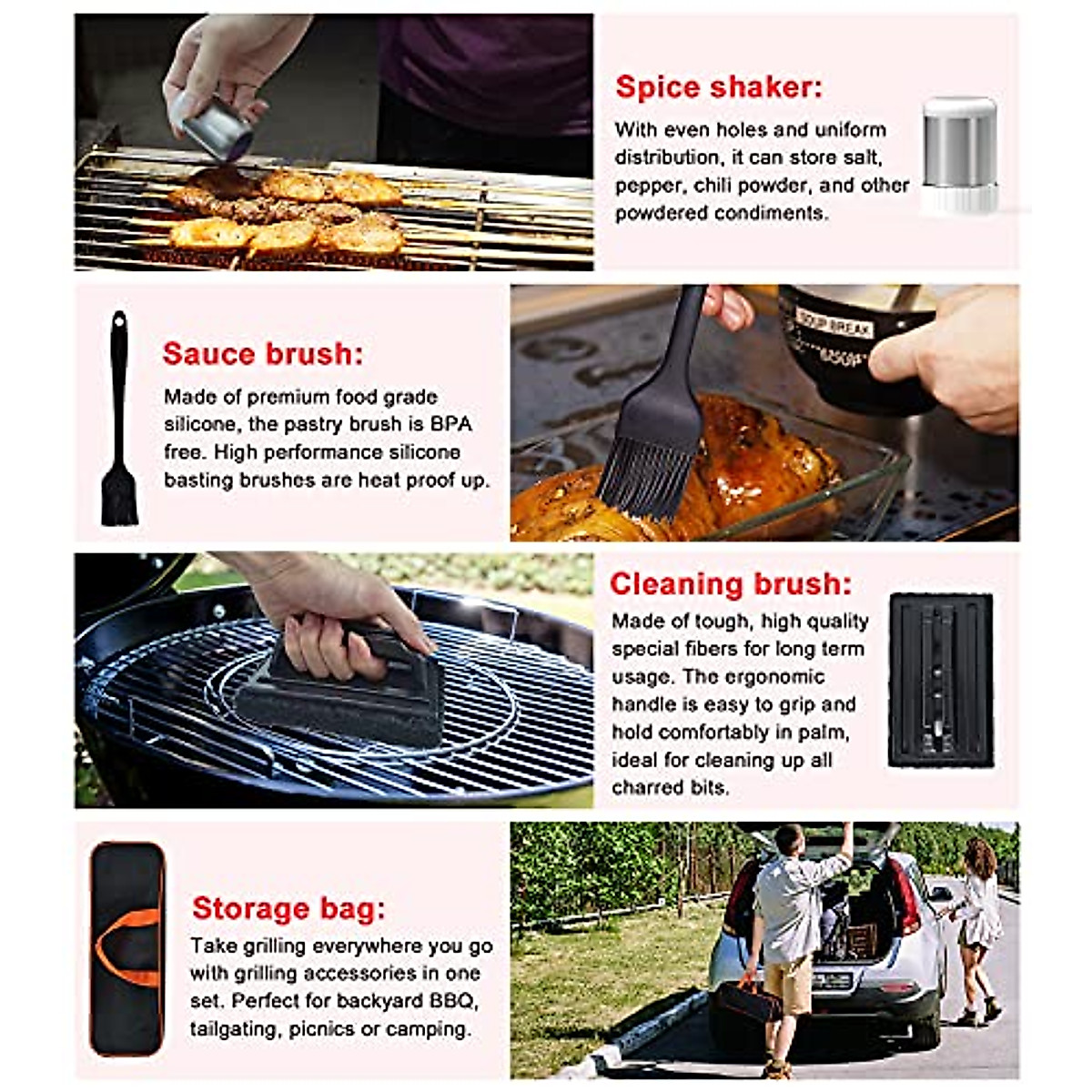 Grill Accessories Kit,Upgrade 42pcs Flat Top Griddle Accessories Set for Blackstone and Camp Chef,Spatula,Scraper,Griddle Cleaning Kit Carry Bag for Hibachi Grill, Men Outdoor BBQ with Meat Injector