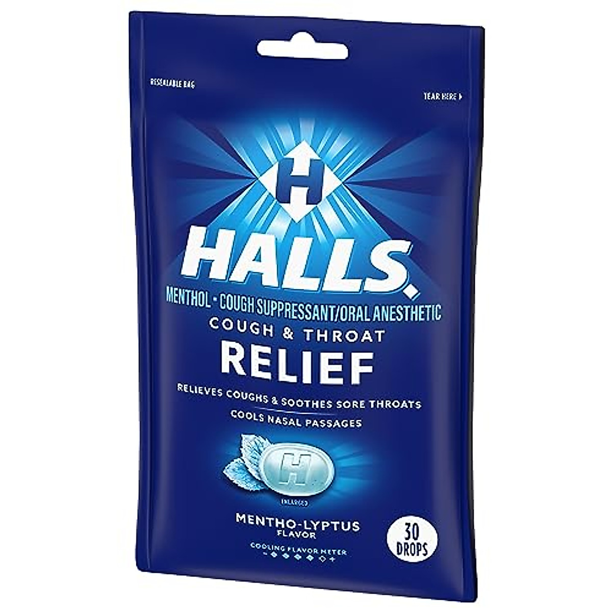 HALLS Relief Mentho-Lyptus Cough Drops, 30 Drops