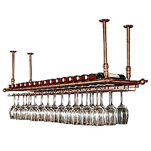 Wine Rack Wine Rack Ceiling Wine Racks，Hanging Wine Glass Holder， Vintage Wine Bottle Holder，Rustic Wall Mounted Wine Holder，Adjustable Height， Iron Hanging Wine Glass Rack Wine Ra