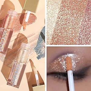 Quxunzzz Liquid Glitter Eyeshadow,Liquid Glitter Eyeliner Metallic Glitter Shimmer Eye Looks Waterproof Long Lasting Quick-Drying Sparkling（05#）