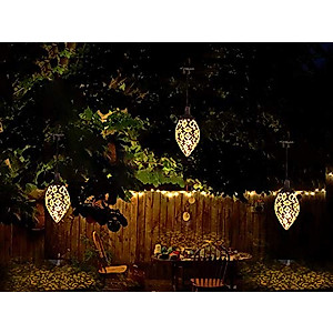 AceGizmo [2 Pack] Hanging Solar Lantern. Metal Lamp is Waterproof for Outdoor Hanging Decor. LED Solar Light