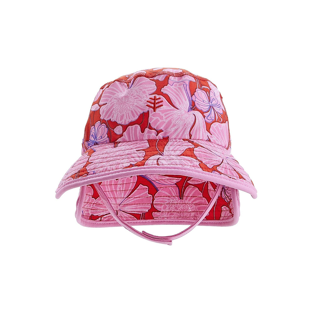 Coolibar UPF 50+ Baby Linden Sun Bucket Hat - Sun Protective (6-12 Months- Radiant Red Botanical Floral)
