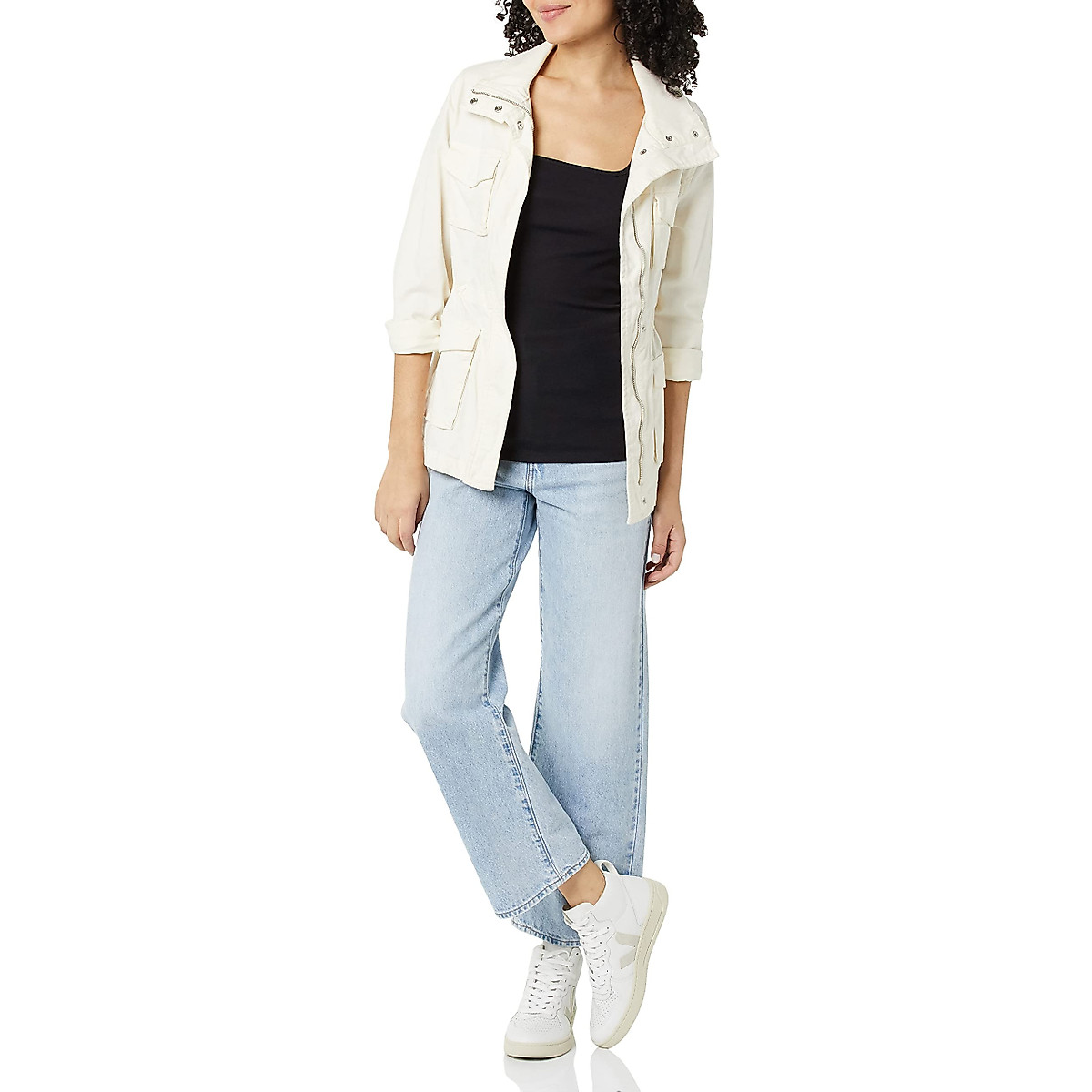 Amazon Essentials Women's Slim Fit Square Neck Tank, Pack of 2, Black, Medium